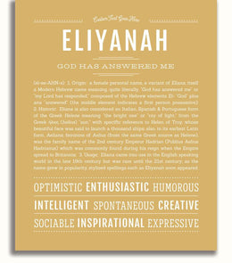 Eliyanah Personalized Name Meaning Art Prints – Name Stories
