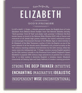 Elizabeth Personalized Name Meaning Art Prints – Name Stories