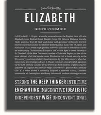 Elizabeth Personalized Name Meaning Art Prints – Name Stories