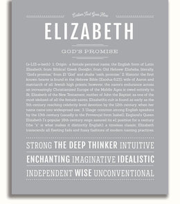 Elizabeth Personalized Name Meaning Art Prints – Name Stories