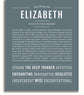 Elizabeth Personalized Name Meaning Art Prints – Name Stories