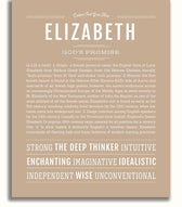 Elizabeth Personalized Name Meaning Art Prints – Name Stories