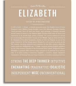 Elizabeth Personalized Name Meaning Art Prints – Name Stories