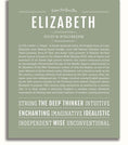 Elizabeth Personalized Name Meaning Art Prints – Name Stories