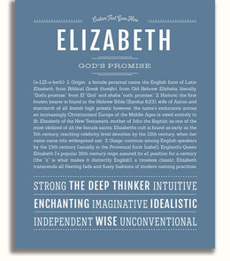 Elizabeth Personalized Name Meaning Art Prints – Name Stories