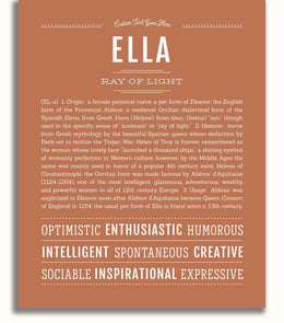 Ella Personalized Name Meaning Art Prints – Name Stories