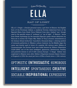 Ella Personalized Name Meaning Art Prints – Name Stories