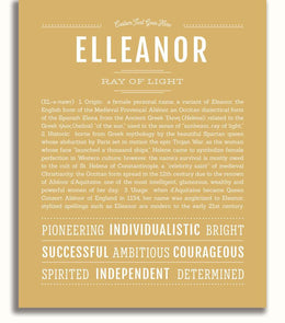 Elleanor Personalized Name Meaning Art Prints – Name Stories