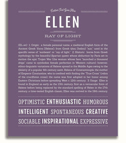 Ellen Personalized Name Meaning Art Prints – Name Stories