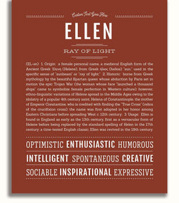 Ellen Personalized Name Meaning Art Prints – Name Stories
