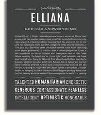 Elliana Personalized Name Meaning Art Prints – Name Stories