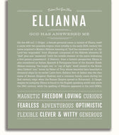 Ellianna Personalized Name Meaning Art Prints – Name Stories