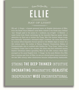 Ellie Personalized Name Meaning Art Prints – Name Stories