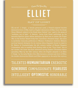 Elliet Personalized Name Meaning Art Prints – Name Stories