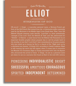 Elliot Personalized Name Meaning Art Prints – Name Stories