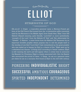Elliot Personalized Name Meaning Art Prints – Name Stories