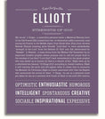 Elliott Personalized Name Meaning Art Prints – Name Stories