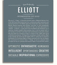 Elliott Personalized Name Meaning Art Prints – Name Stories