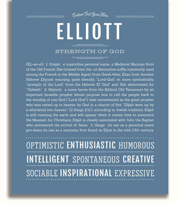 Elliott Personalized Name Meaning Art Prints – Name Stories