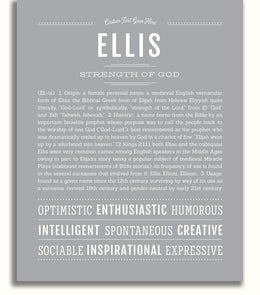 Ellis Personalized Name Meaning Art Prints – Name Stories