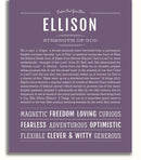 Ellison Personalized Name Meaning Art Prints – Name Stories