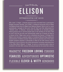 Ellison (female) | Name Art Print – Name Stories