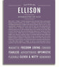 Ellison Personalized Name Meaning Art Prints – Name Stories