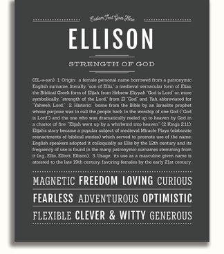 Ellison (female) | Name Art Print – Name Stories