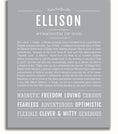 Ellison Personalized Name Meaning Art Prints – Name Stories
