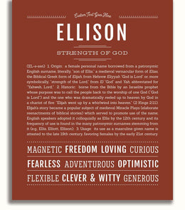 Ellison (female) | Name Art Print – Name Stories