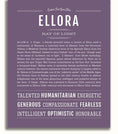 Ellora Personalized Name Meaning Art Prints – Name Stories