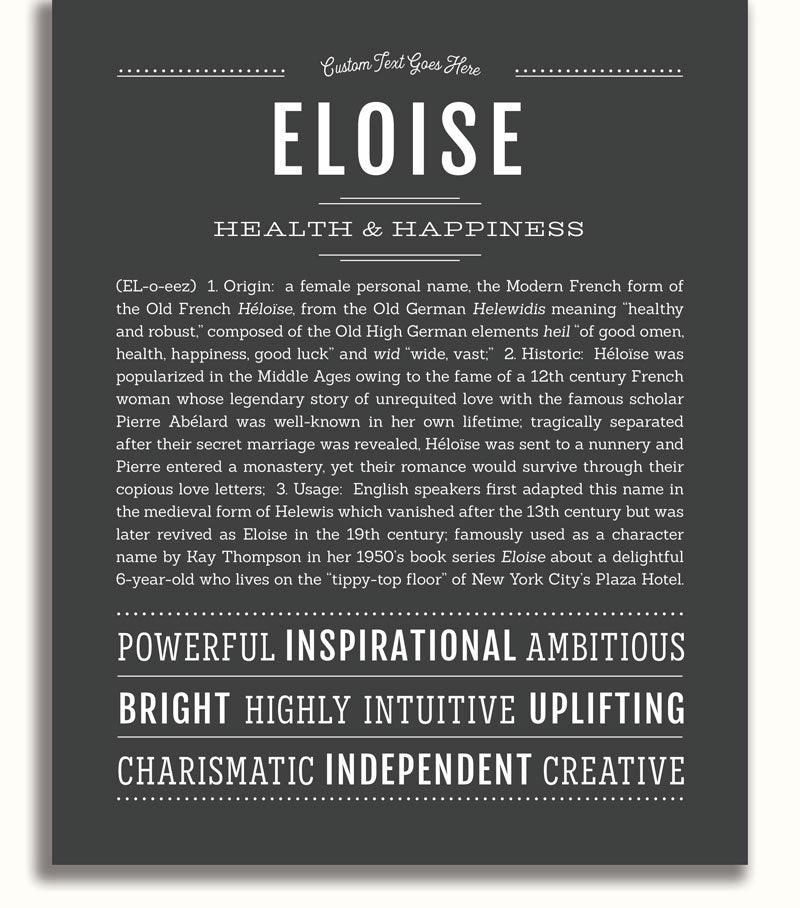 Eloise Personalized Name Meaning Art Prints – Name Stories