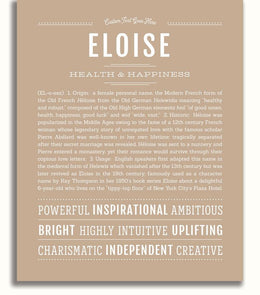 Eloise Personalized Name Meaning Art Prints – Name Stories