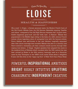 Eloise Personalized Name Meaning Art Prints – Name Stories