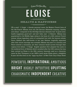 Eloise Personalized Name Meaning Art Prints – Name Stories