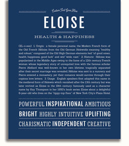 Eloise Personalized Name Meaning Art Prints – Name Stories