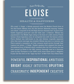 Eloise Personalized Name Meaning Art Prints – Name Stories