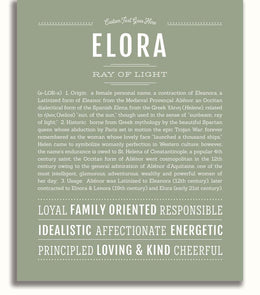 Elora Personalized Name Meaning Art Prints – Name Stories