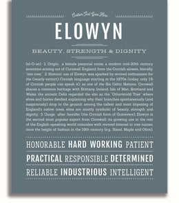 Elowyn Personalized Name Meaning Art Prints – Name Stories