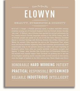 Elowyn Personalized Name Meaning Art Prints – Name Stories