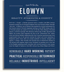 Elowyn Personalized Name Meaning Art Prints – Name Stories