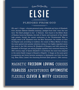 Elsie Personalized Name Meaning Art Prints – Name Stories
