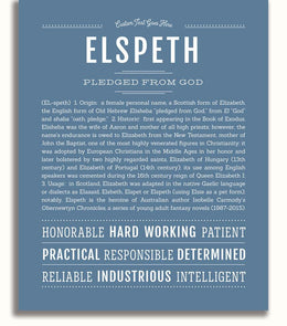 Elspeth Personalized Name Meaning Art Prints – Name Stories