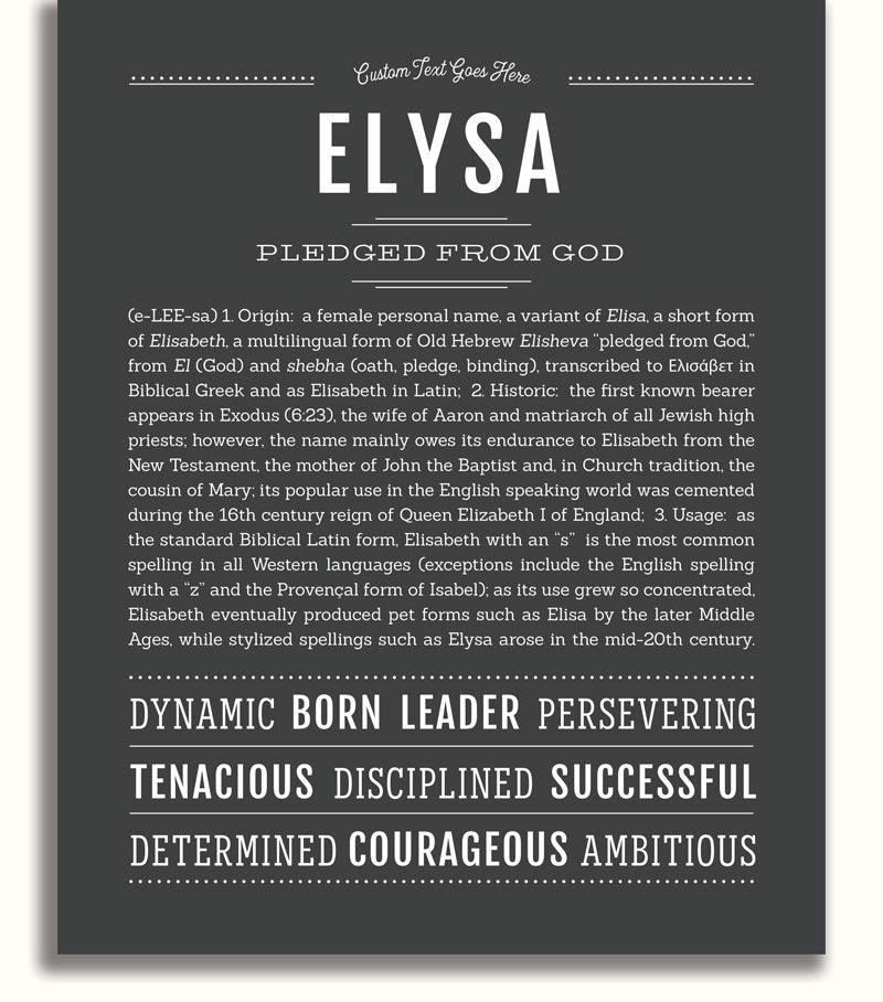 Elysa Personalized Name Meaning Art Prints – Name Stories