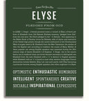 Elyse Personalized Name Meaning Art Prints – Name Stories