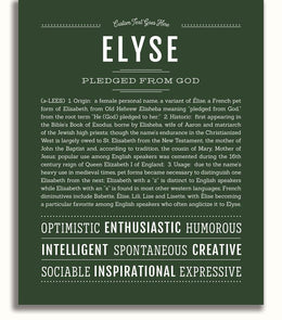 Elyse Personalized Name Meaning Art Prints – Name Stories