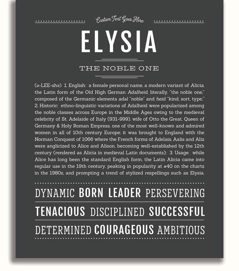 Elysia Personalized Name Meaning Art Prints – Name Stories