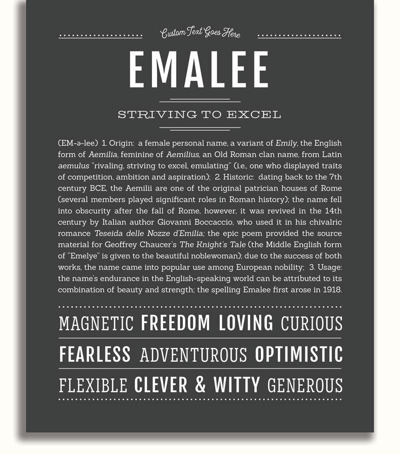 Emalee Personalized Name Meaning Art Prints – Name Stories