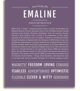 Emaline Personalized Name Meaning Art Prints – Name Stories