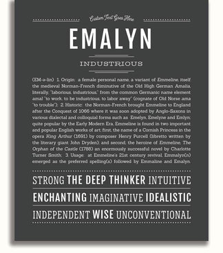 Emalyn Personalized Name Meaning Art Prints – Name Stories